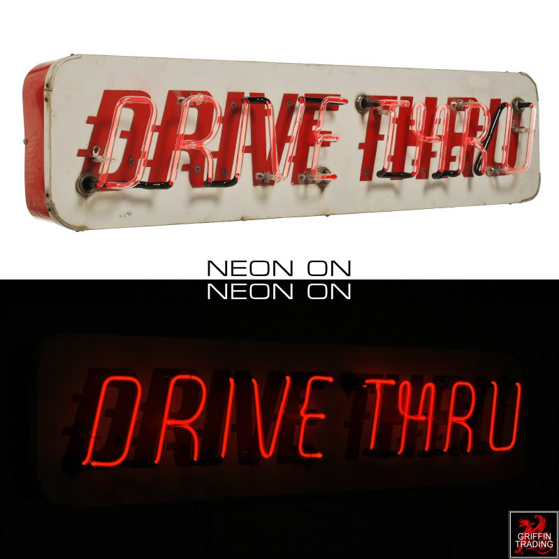 DRIVE THRU Vintage Neon Sign - Signs For Sale at Griffin Trading