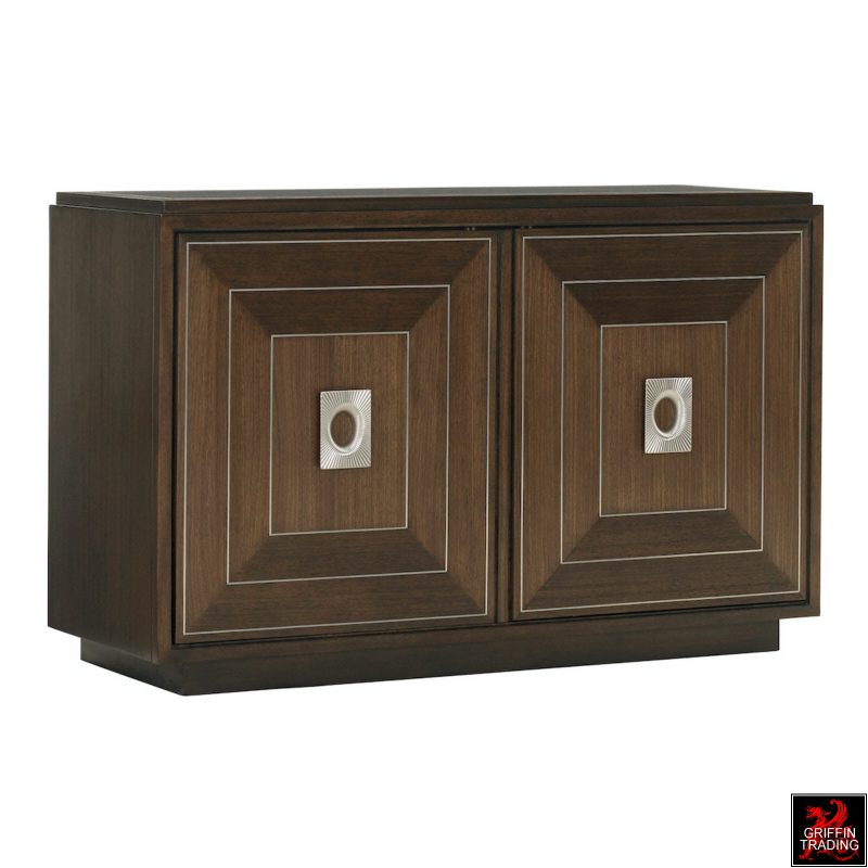 Walnut Two Door Server With Stainless Steel Trim - Griffin Trading